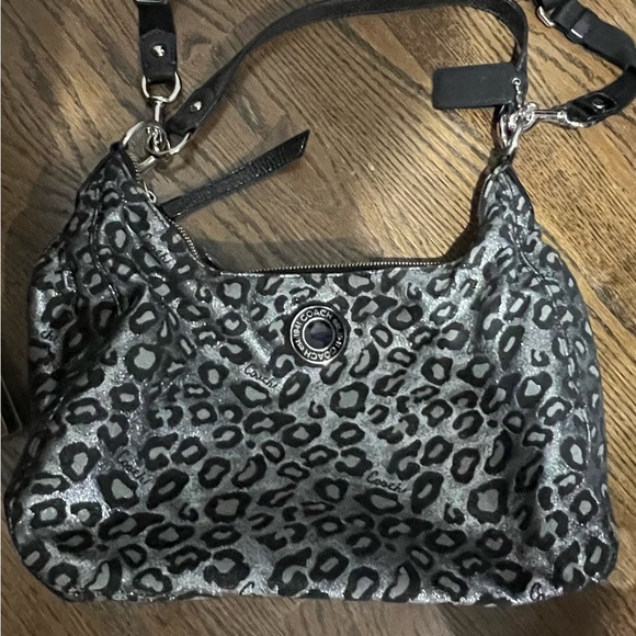 Coach | Bags | Coach Black And Silver Cheetah Print Bag | Poshmark